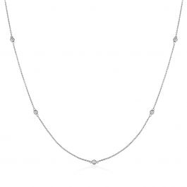 Dainty Diamond Chain Necklace with 0.25ct Diamond Necklace in 9K White Gold