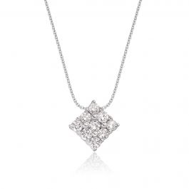Square 0.30ct cluster diamond pendant in 9K white gold